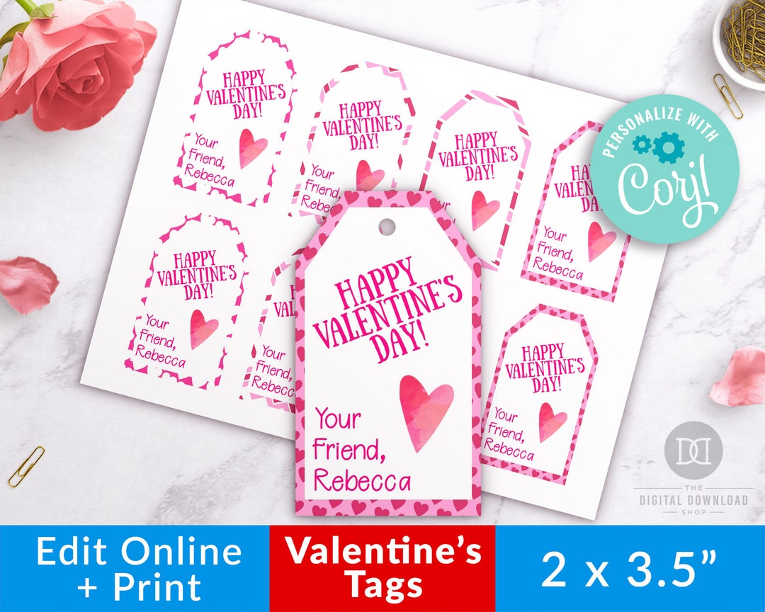 Valentine's Day Tags Printable, Editable Valentine's Tags Template ...
