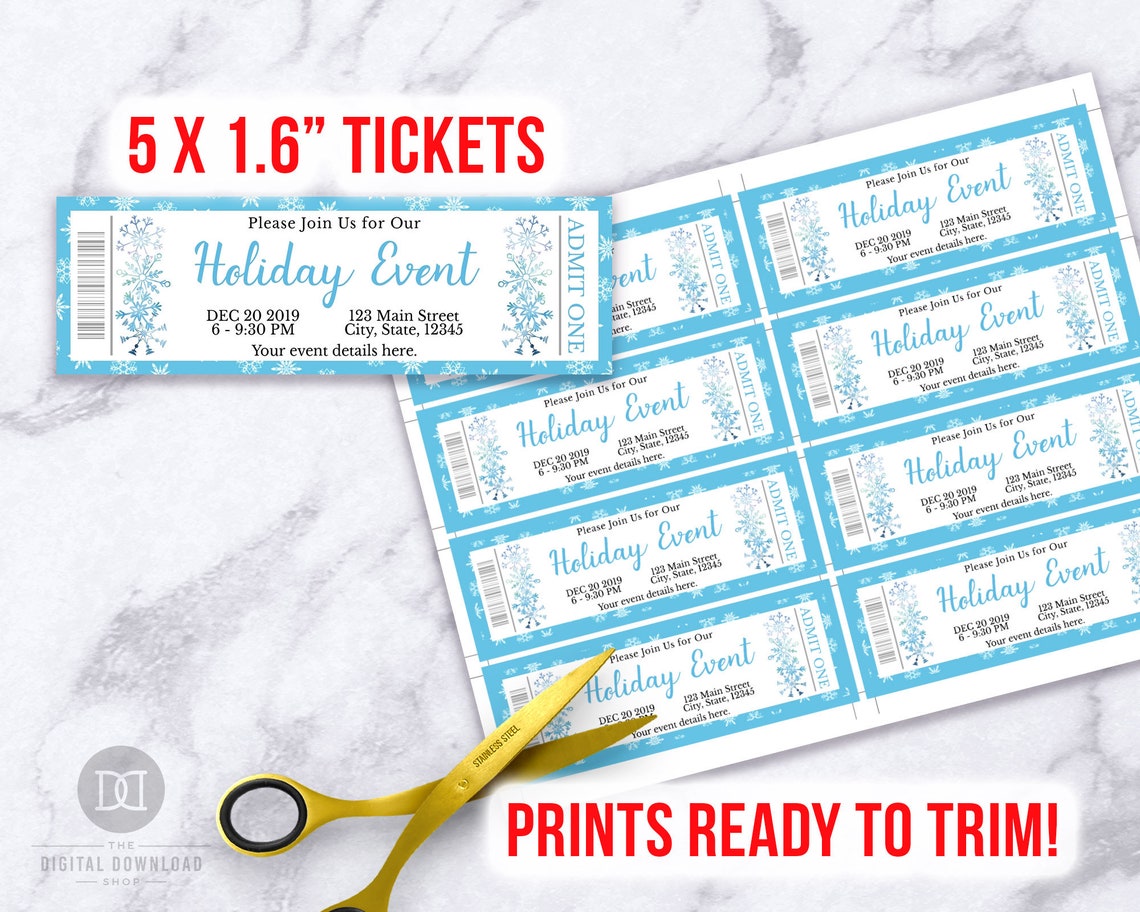 Snowflake Event Ticket Printable Editable Ticket Templates | Etsy