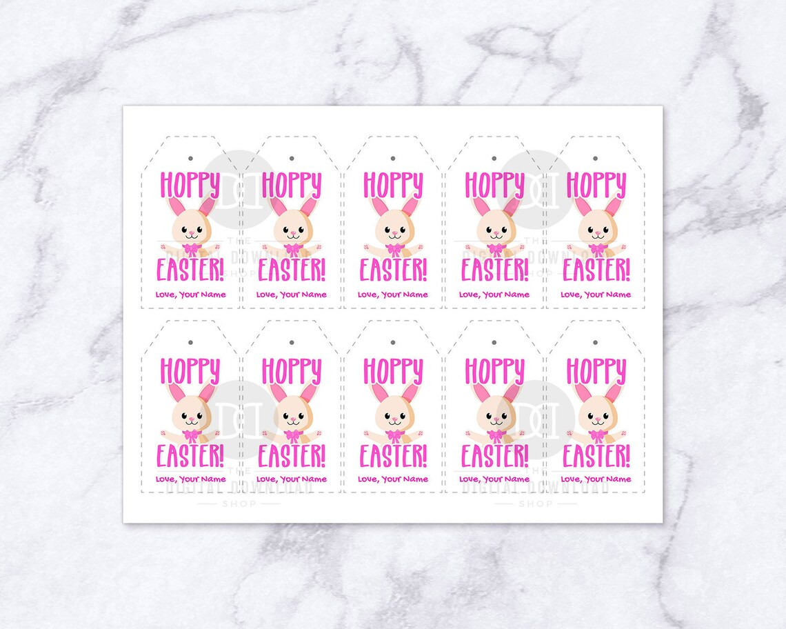 Hoppy Easter Tags Printable, Easter Tags Editable, Easter Bunny Tag ...