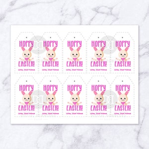 Hoppy Easter Tags Printable, Easter Tags Editable, Easter Bunny Tag ...