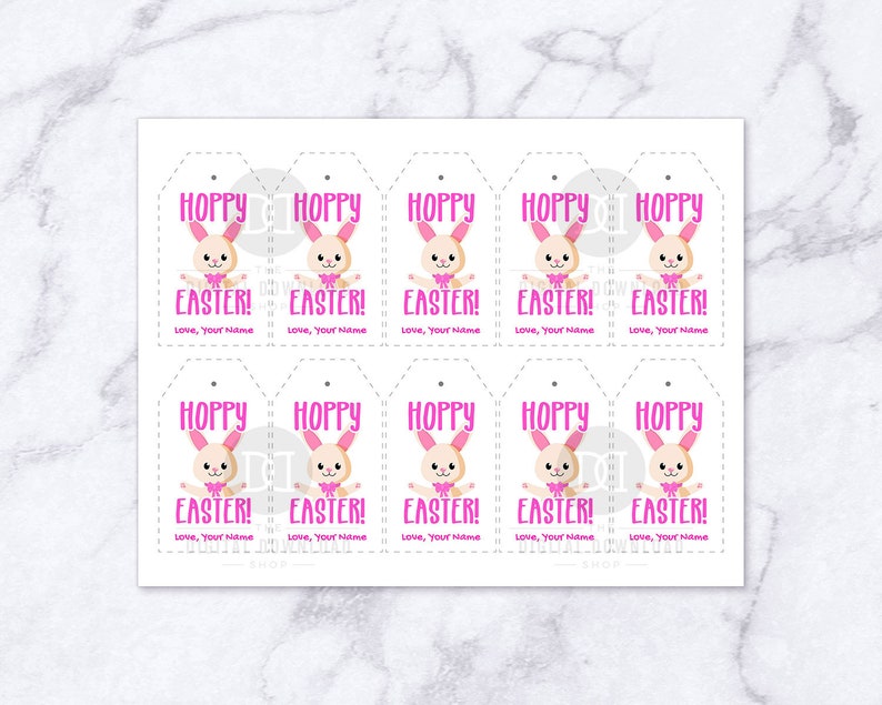 Hoppy Easter Tags Printable, Easter Tags Editable, Easter Bunny Tag ...