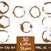30 Coffee Stains Clipart- Watercolor + Black, Coffee Ring Clipart ...
