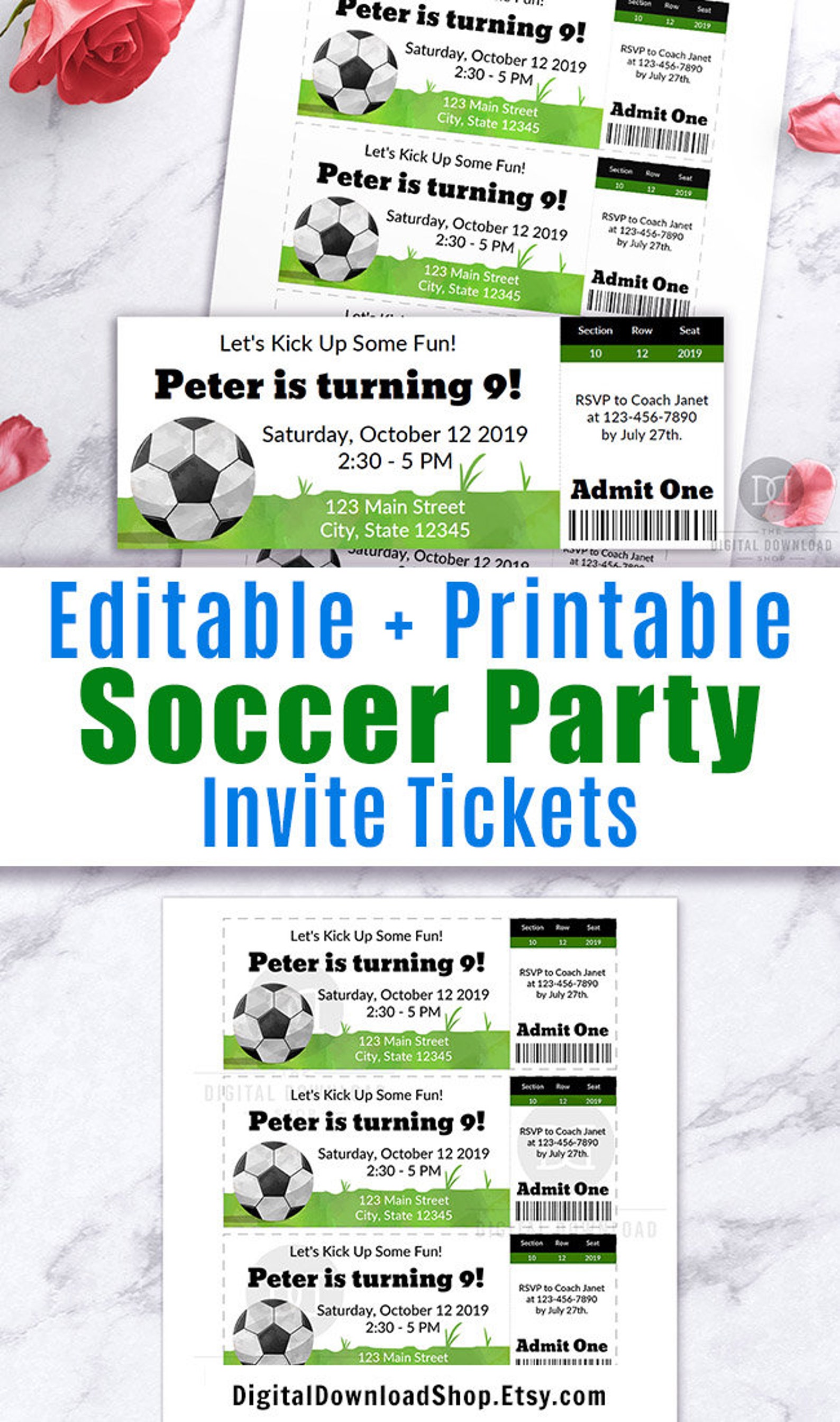 Soccer Party Invitation Template Soccer Birthday Invite | Etsy
