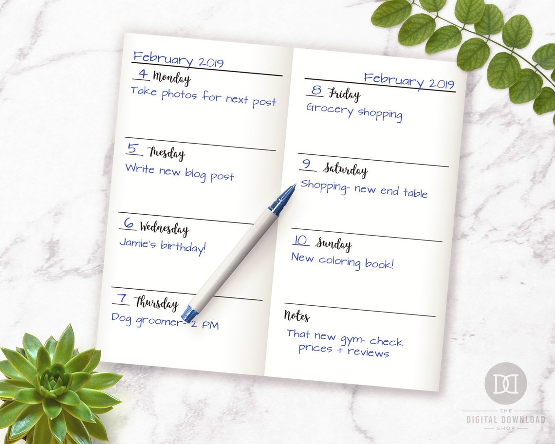 TN Weekly Inserts Standard TN Midori Travelers Notebook | Etsy