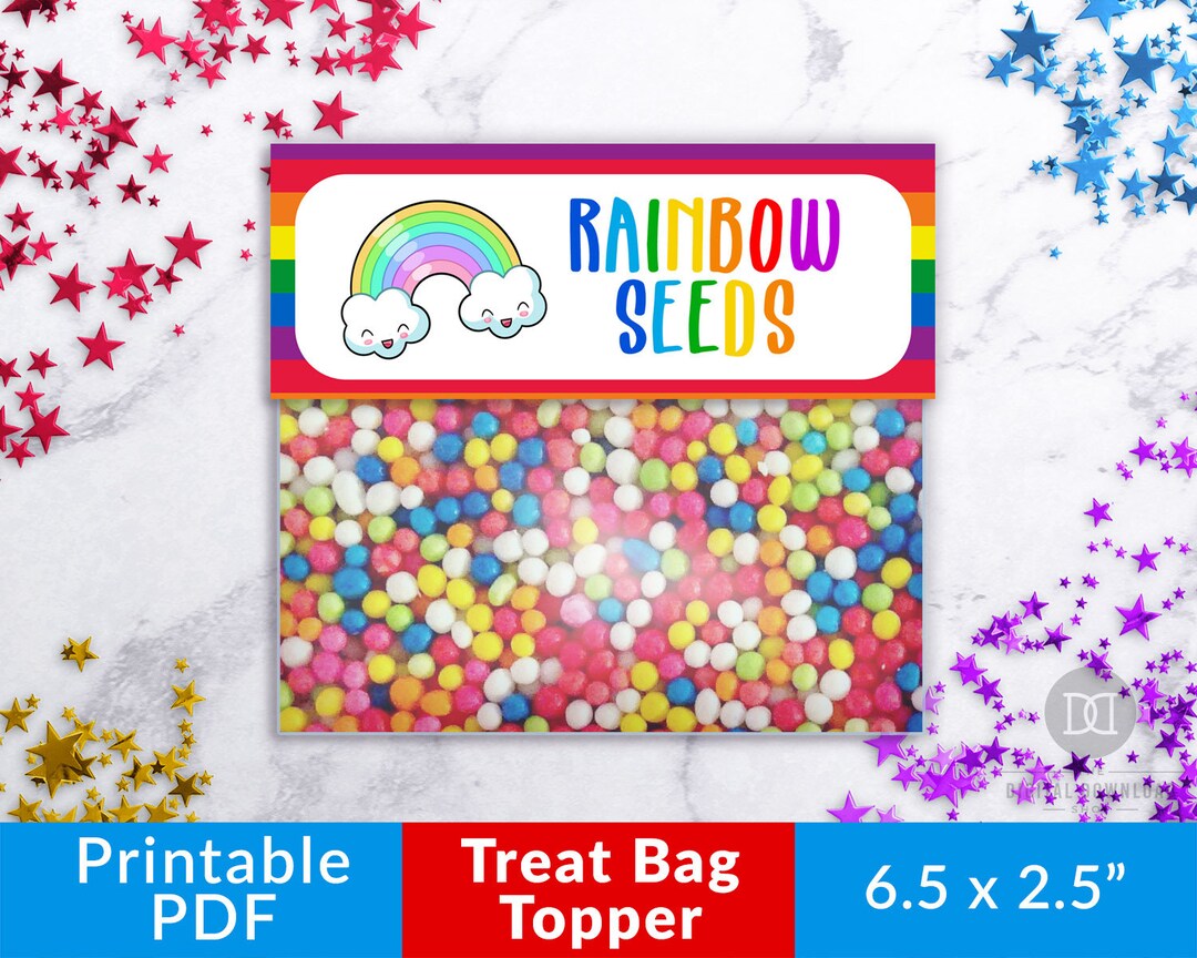 Rainbow Seeds Treat Bag Topper Printable St. Patrick's - Etsy