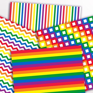 Rainbow Digital Papers, Rainbow Patterns, Seamless Birthday Digital ...