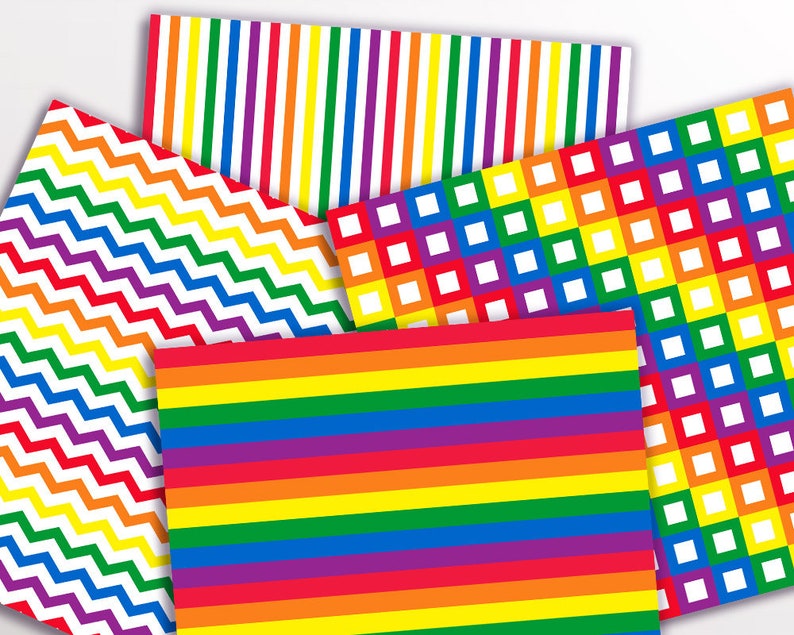 Rainbow Digital Papers Rainbow Patterns Seamless Birthday - Etsy Ireland