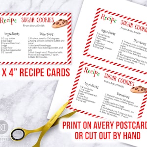 Christmas Cookie Recipe Card Printable, Editable Christmas Cookie ...