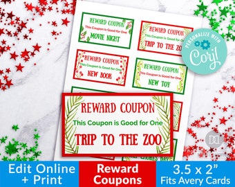 Christmas Coupon Book Editable Printable Reward Coupons for | Etsy