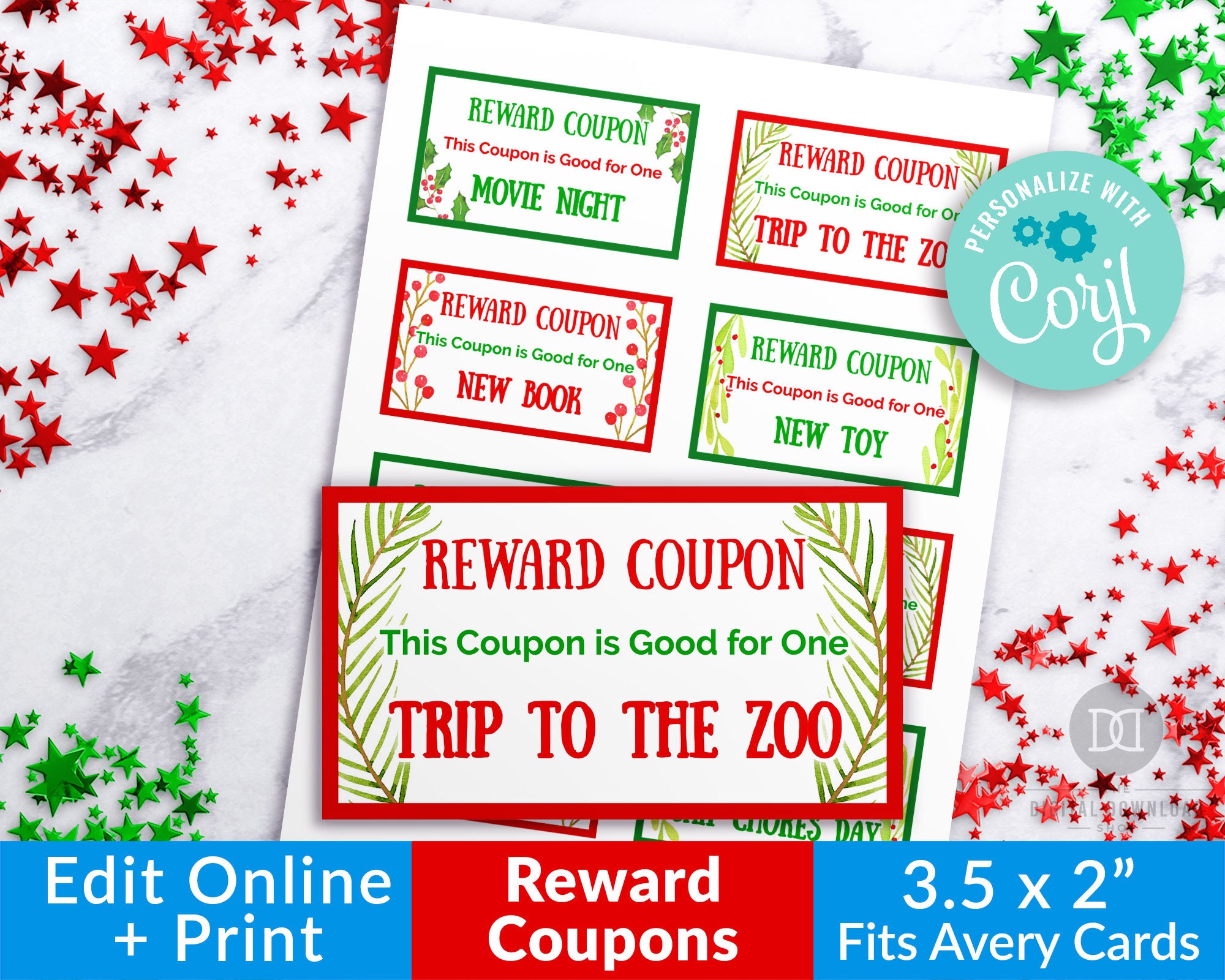 Christmas Coupon Template Kids Reward Tickets Printable | Etsy