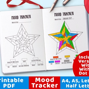 Star Bujo Journal Mood Tracker Printable, Anxiety Tracker Printable ...