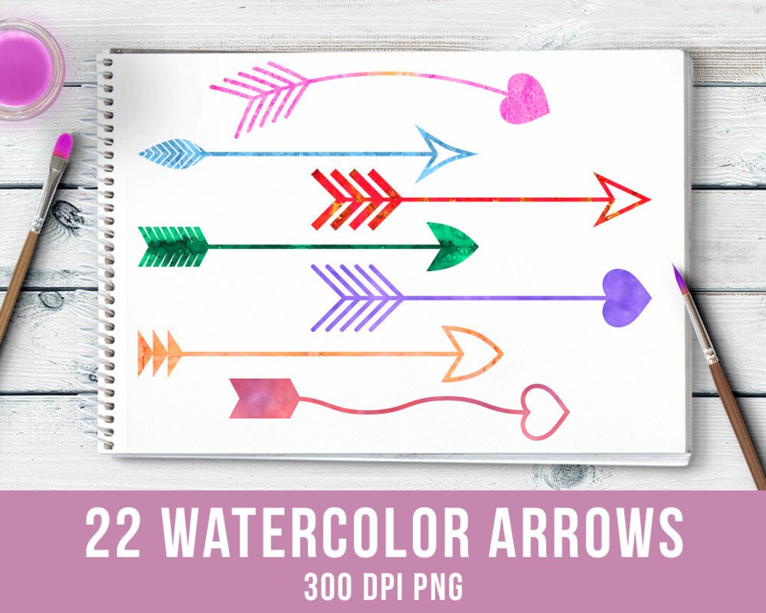 22 Watercolor Arrows Clipart, Tribal Arrow PNG, Watercolor Clipart ...