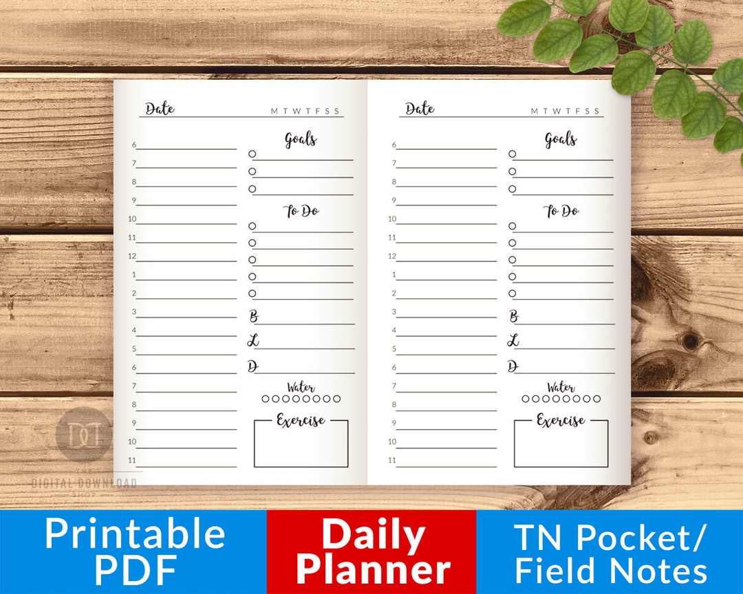TN Pocket Daily Planner, TN Field Notes Travelers Notebook Inserts ...