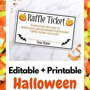 Halloween Raffle Ticket Template Editable, Printable Raffle Ticket ...