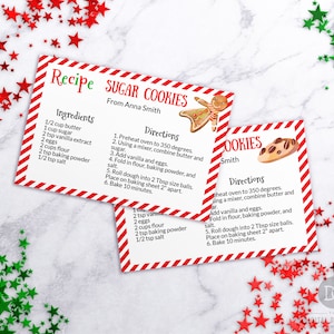 Christmas Cookie Recipe Card Printable, Editable Christmas Cookie ...