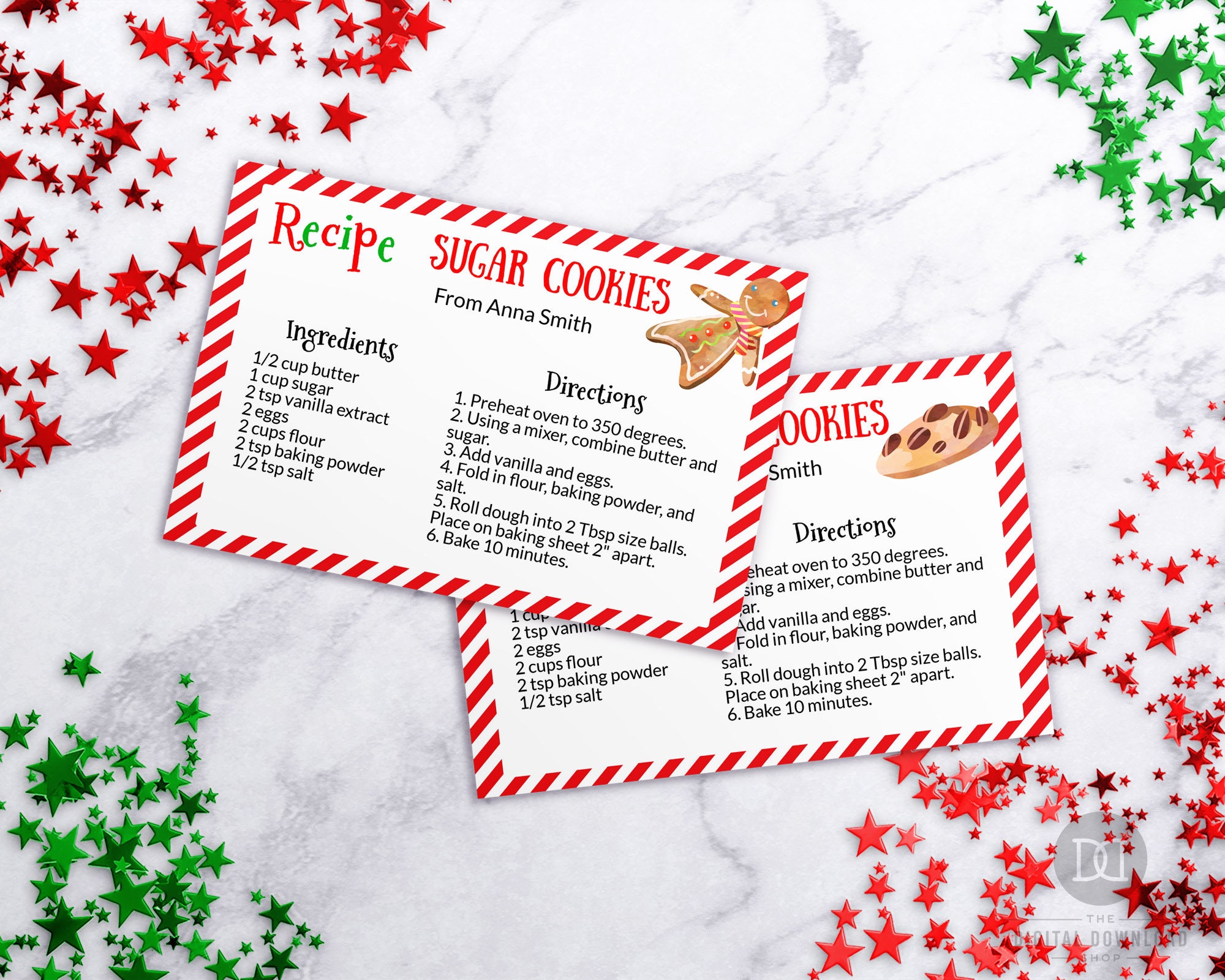 Christmas Cookie Recipe Card Printable, Editable Christmas Cookie ...