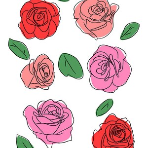 Rose Clipart, Hand Drawn Rose Sketch Clip Art, Floral Clipart, Flower ...