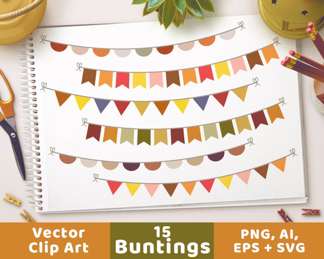 Fall Bunting Clipart, Bunting Banner Clipart, Autumn Bunting SVG ...