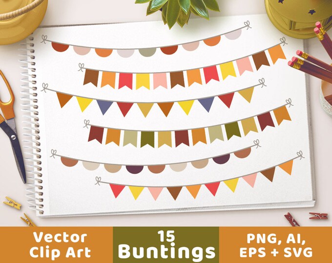 Bunting Clipart Set. Bunting Clip Art. Halloween Clipart. Autumn. Fall ...