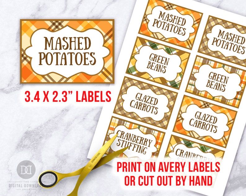 Thanksgiving Labels Template Printable, Editable Thanksgiving Tags ...