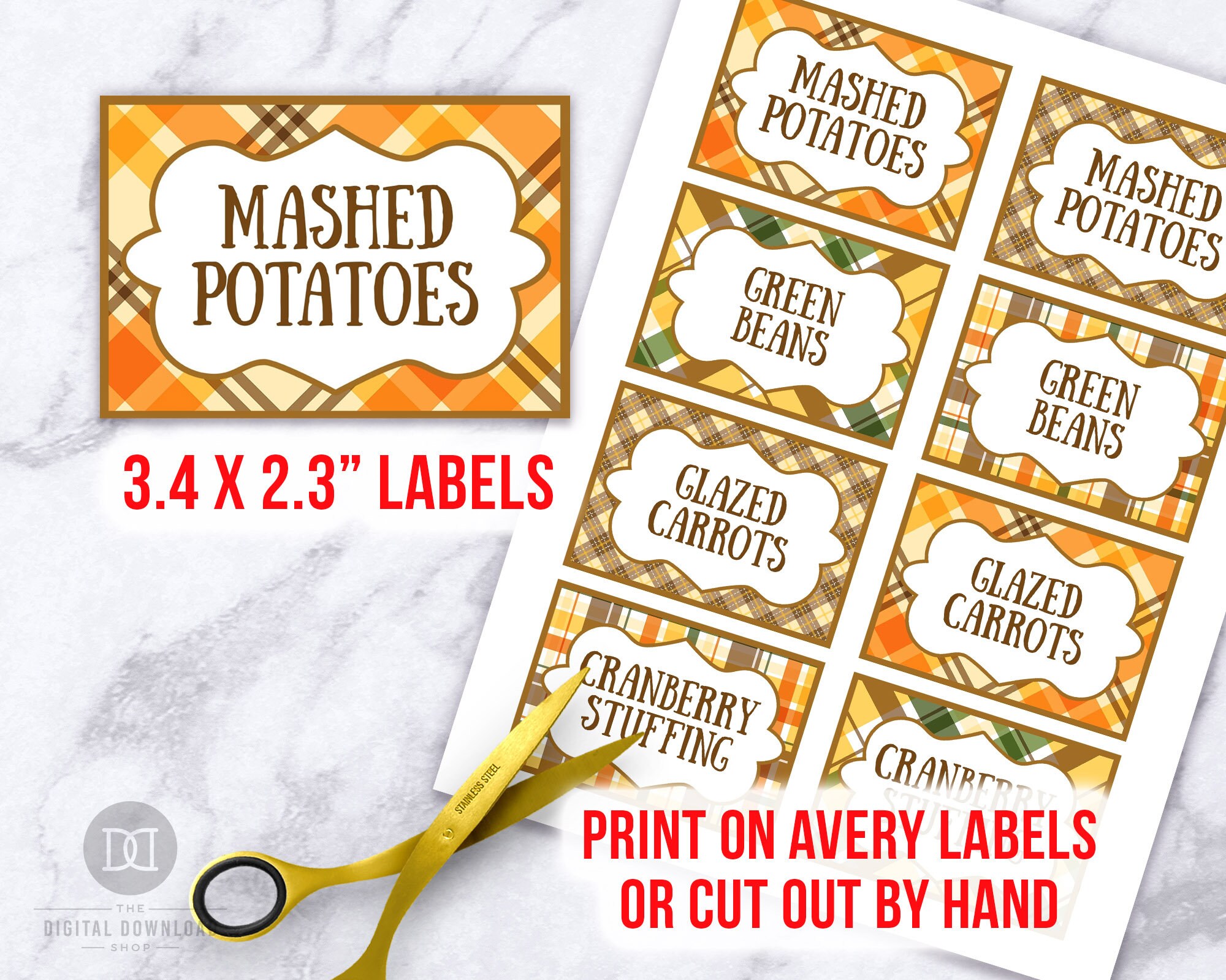 Thanksgiving Labels Template Printable, Editable Thanksgiving Tags ...