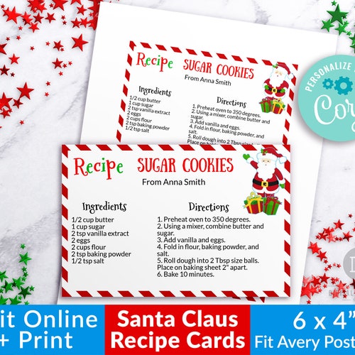 Editable Holiday Recipe Card Template - Etsy