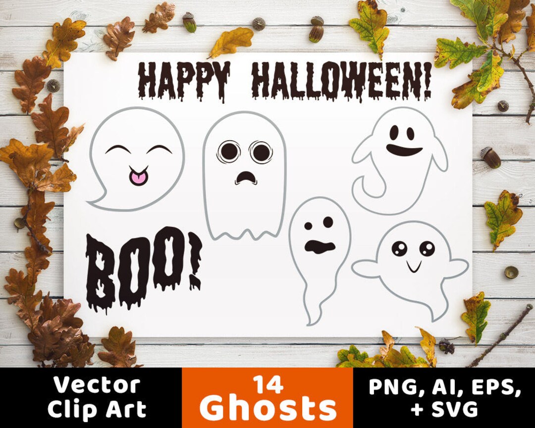 14 Ghosts Clipart Halloween Clipart Ghost SVG Halloween - Etsy