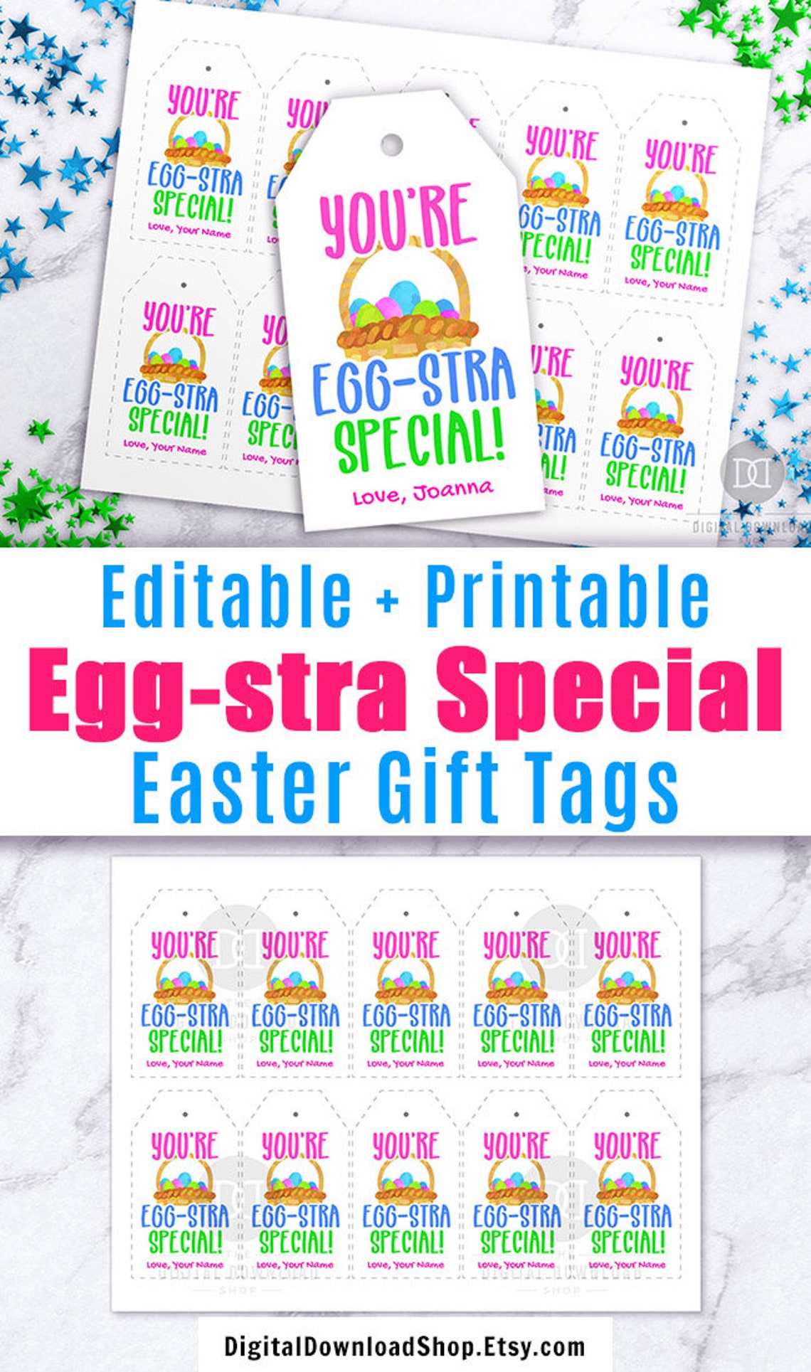 Easter Tags Printable Egg-stra Special Easter Tags Editable - Etsy