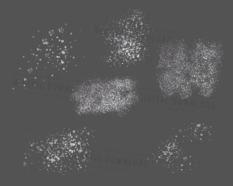 Silver Splatters Clipart Silver Digital Paint Splatter | Etsy