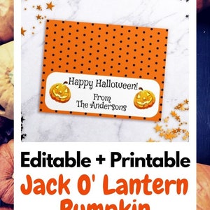 Editable Halloween Treat Bag Topper Printable, Personalized Pumpkin ...