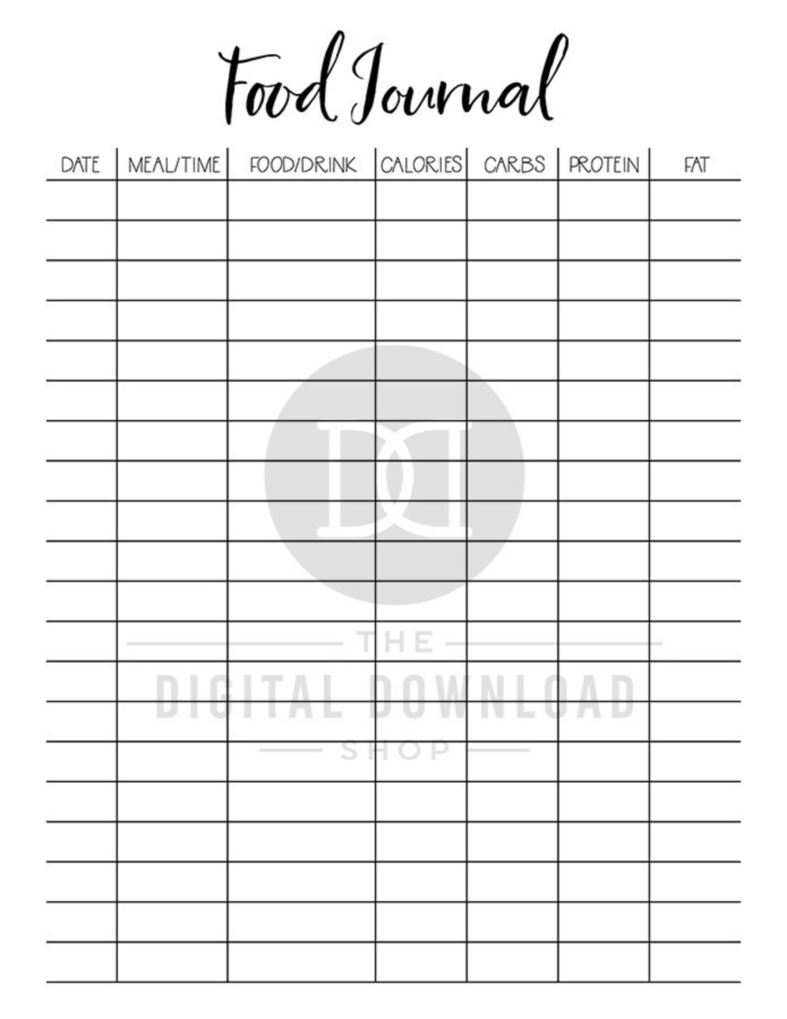 Food Journal Printable + 2 Meal Planner Printables, Bujo Journal Food ...