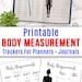 2 Body Measurement Tracker Printables, Bujo Journal Body Measurement ...