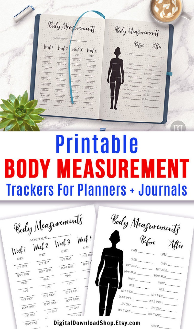 2 Body Measurement Tracker Printables, Bujo Journal Body Measurement ...