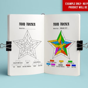 Star Bujo Journal Mood Tracker Printable, Anxiety Tracker Printable ...