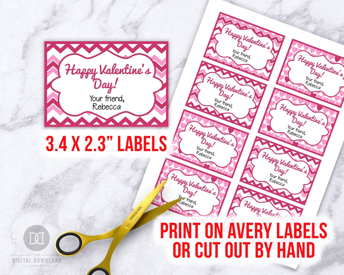 Valentine's Day Labels Template Printable Editable - Etsy