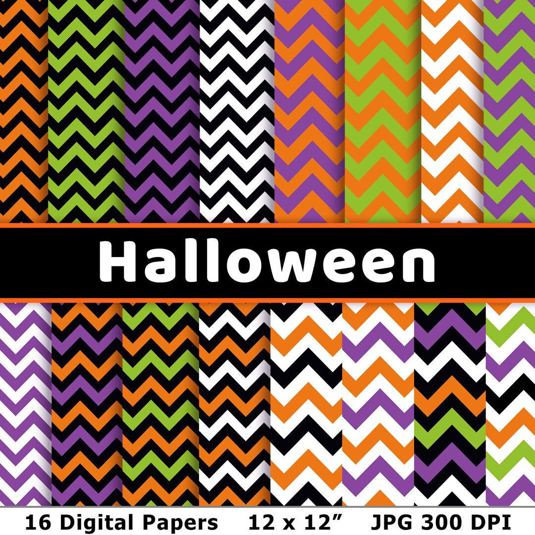 Halloween Digital Papers Chevron, Halloween Zig Zag Background ...