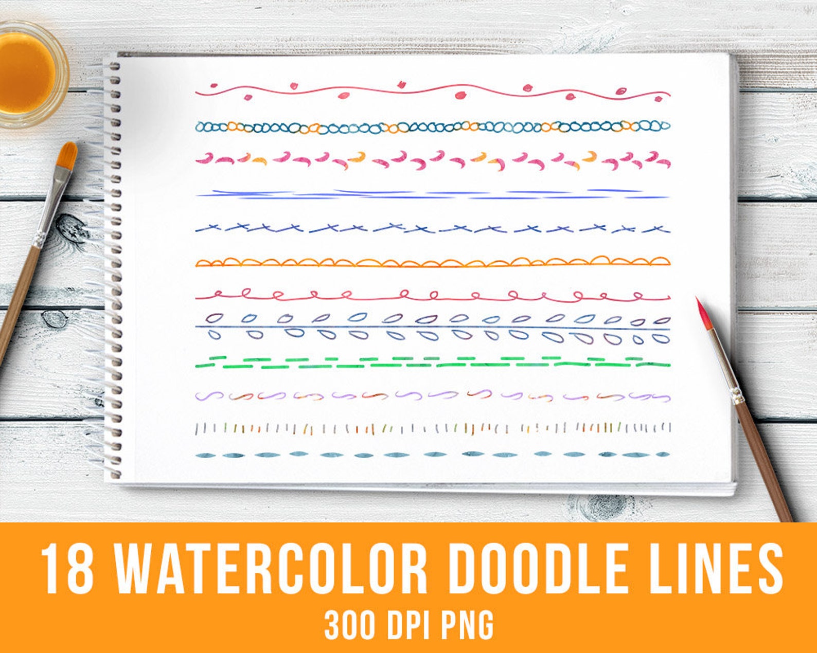 18 Watercolor Doodle Lines 1, Wedding Watercolor Clipart, Wedding ...