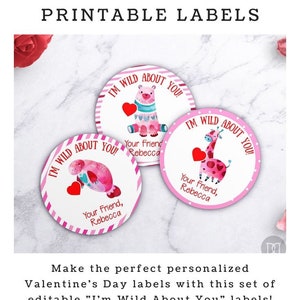 Valentines Day Labels Printable, Wild About You Valentines Stickers ...