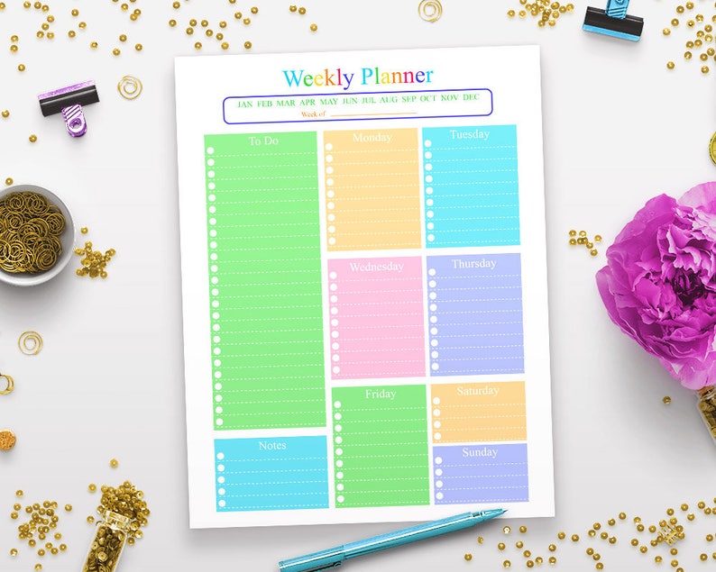 Weekly Planner Printable Weekly Organizer Weekly Schedule - Etsy
