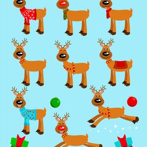 Holiday Reindeer Clipart Rudolph Clipart Christmas Clipart - Etsy