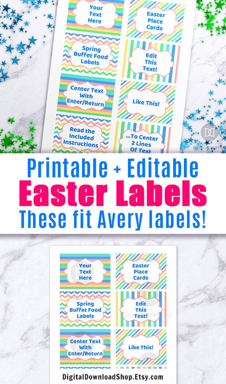 Easter Labels Printable, Editable Easter Tags, Customizable Easter Gift ...