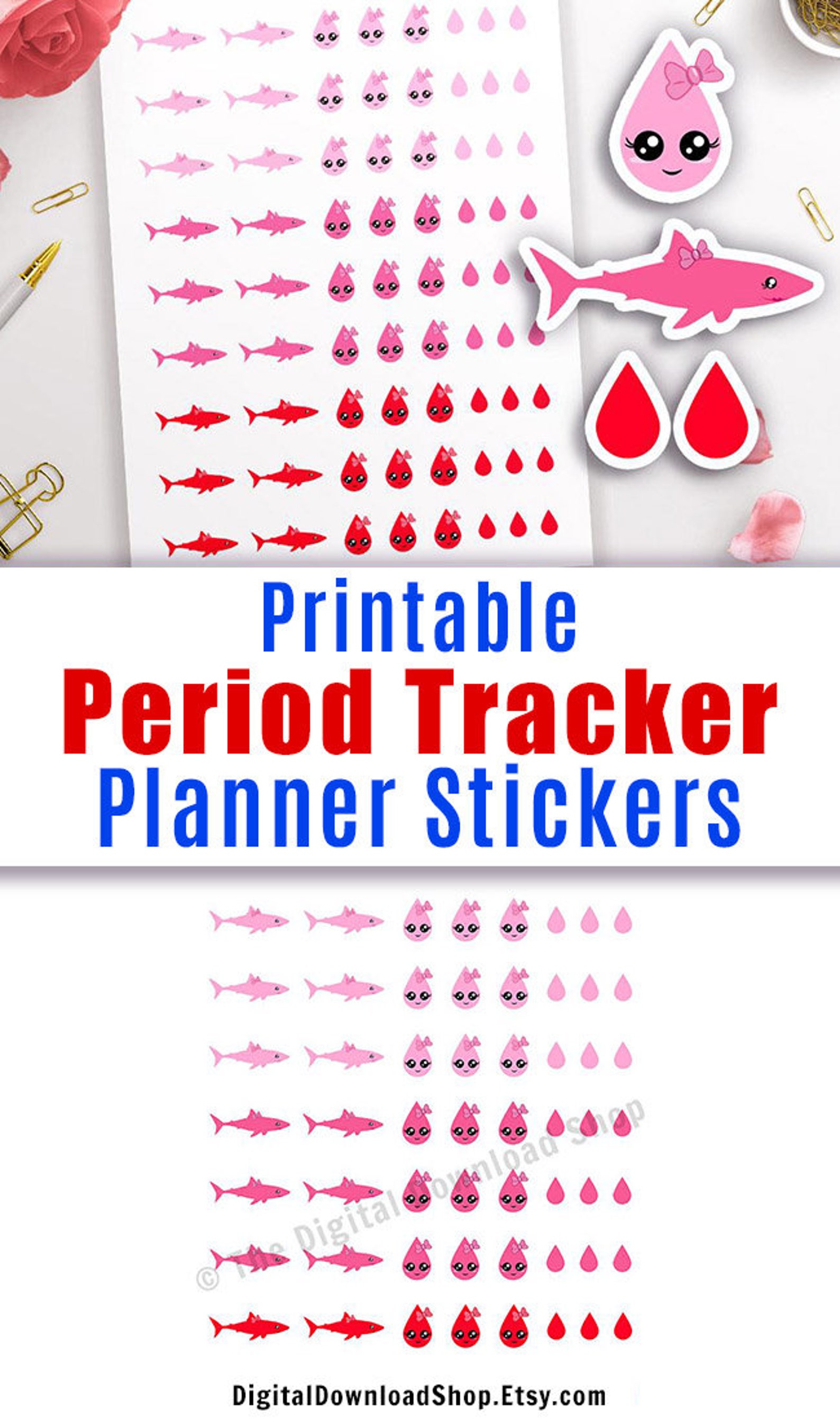 Period Tracker Planner Stickers Printable Planner Stickers - Etsy