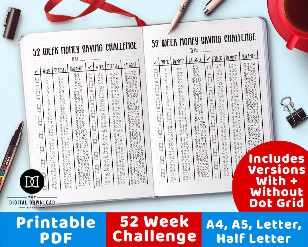 Money Saving Challenge Printable, Bujo Journal Savings Tracker, Bujo ...