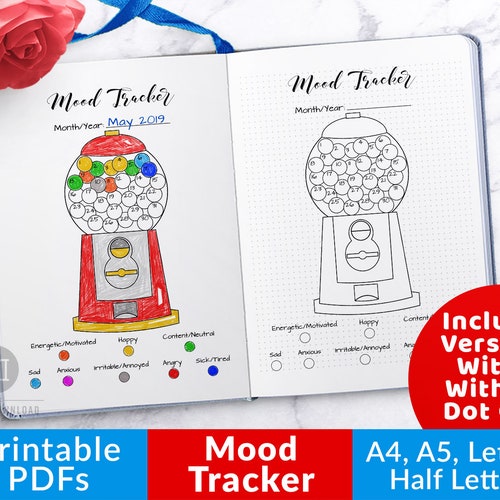 Mood Tracker Printable Gumball Machine Bullet Journal - Etsy