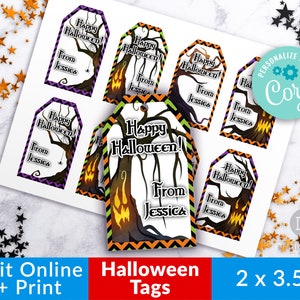 Halloween Tags Editable, Printable Halloween Labels Personalized ...