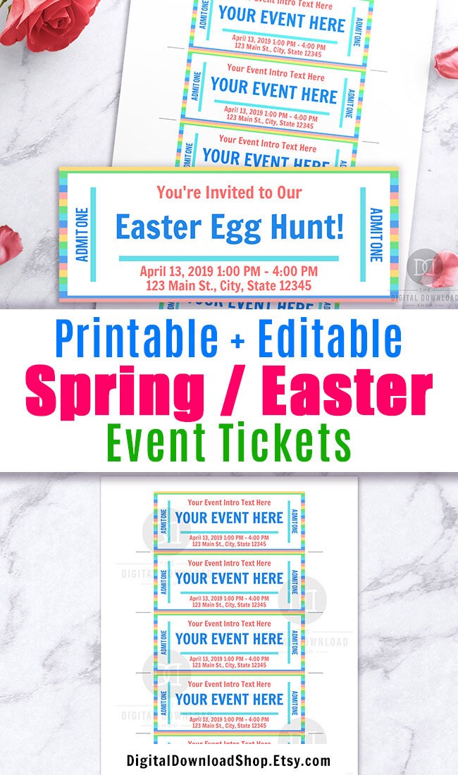 Spring Event Ticket Printable Easter Event Ticket Editable - Etsy