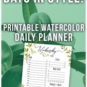 Daily Planner Printable- Watercolor Greenery, Undated Daily Planner ...