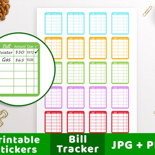 Bill Tracker Planner Stickers Bullet Journal Stickers - Etsy