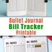 Bullet Journal Bill Tracker Printable, Monthly Bill Payment Tracker ...