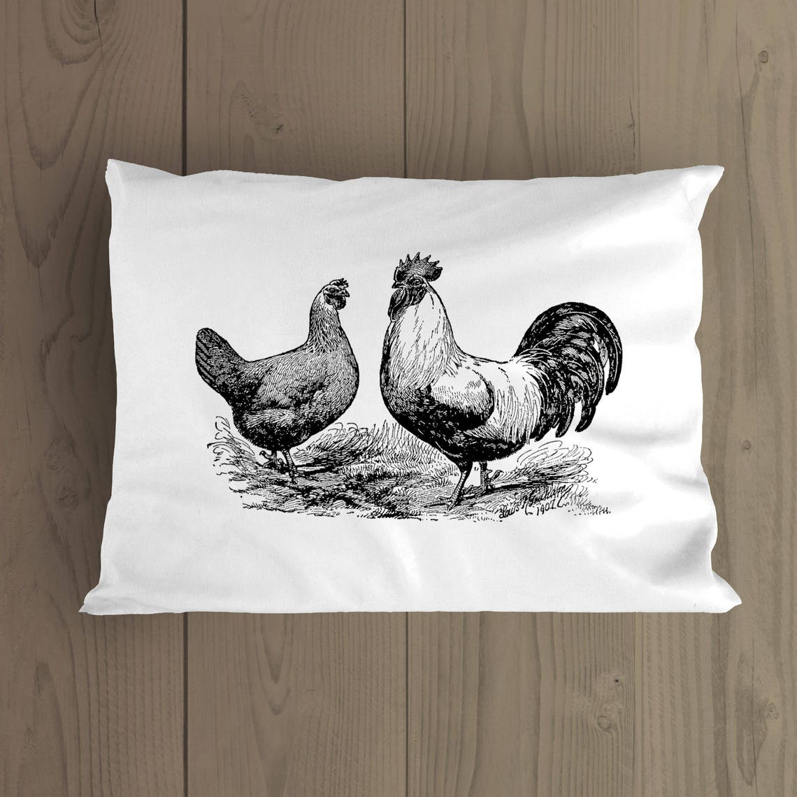 Hen and Rooster Vintage Printable Art Chicken Transfer Image - Etsy